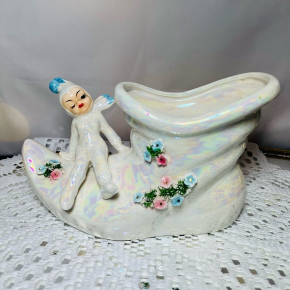 Accents | Vintage Leftons Lefton Pixie Elf On Boot Planter Made In ...